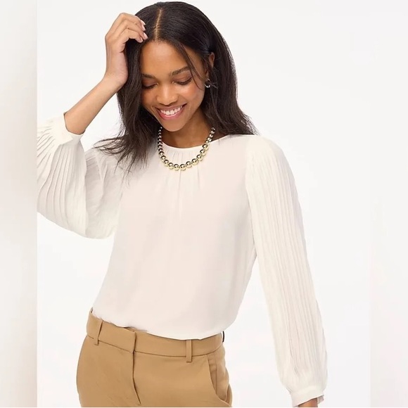 J. Crew Factory | Tops | Nwt J Crew Factory Pleated Sleeve Blouse | Poshmark